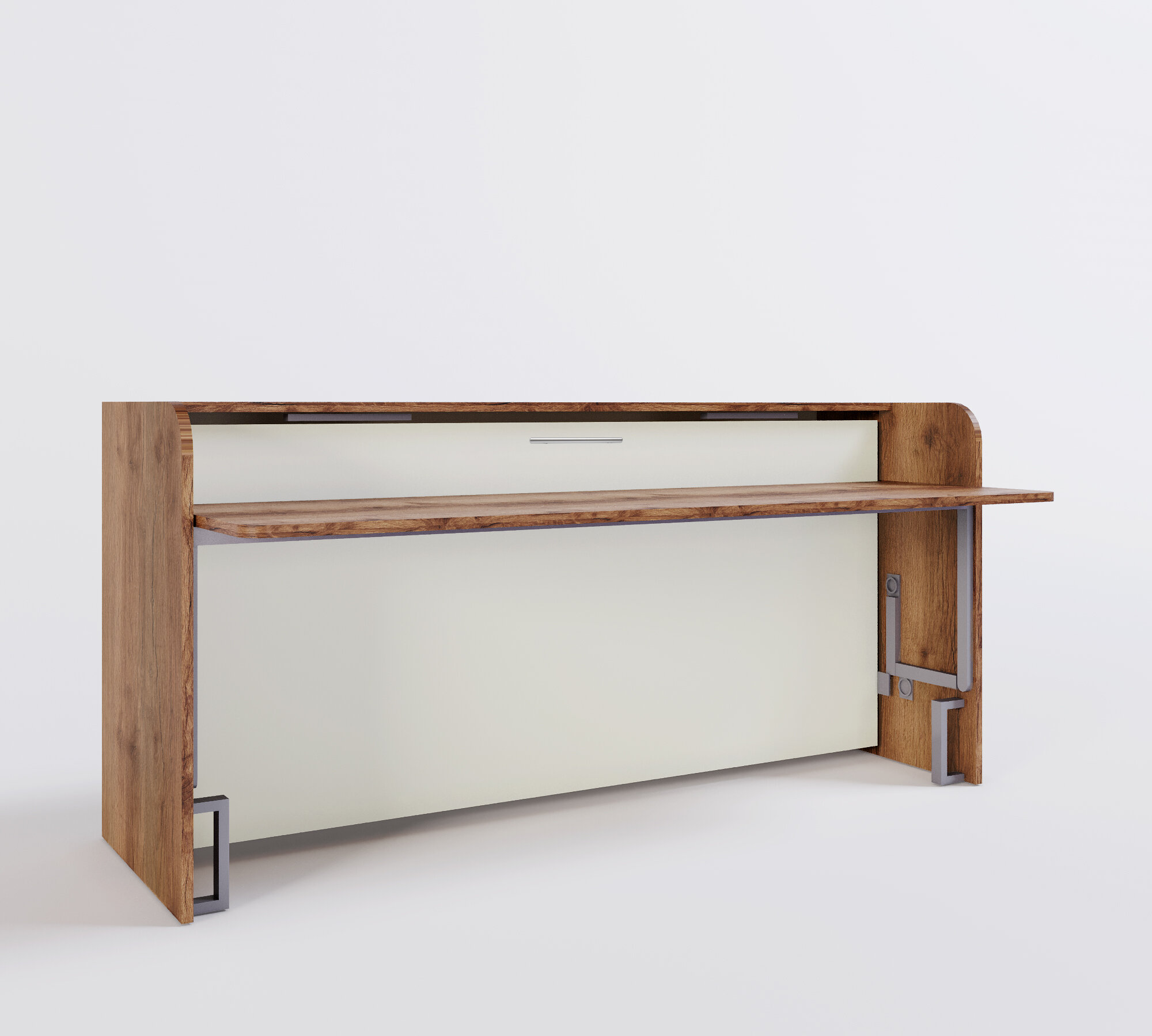 Откидная односпальная шкаф-кровать трансформер со столом Бранда Топ Таволо Янтарь