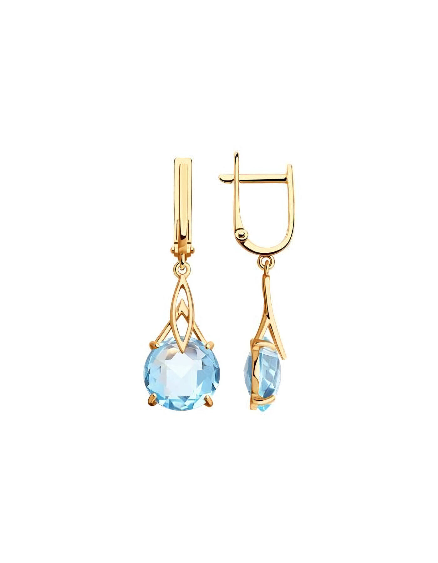 Серьги с подвесками, красное золото, 375 проба, топаз