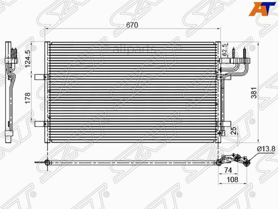 SAT ST-FDA5-394-0 Радиатор кондиционера Ford Focus 04-11 / C-MAX 03-10