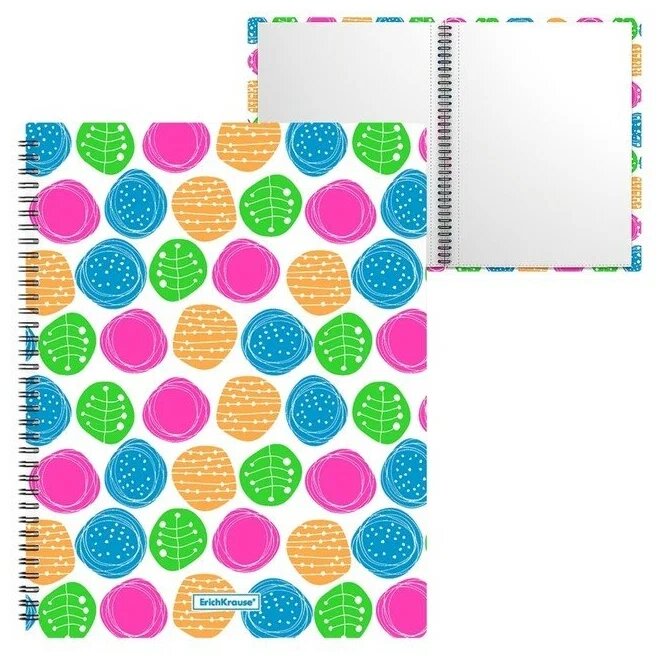 ErichKrause Папка файловая с 20 карманами на спирали Buttons A4, разноцветные круги,1шт.