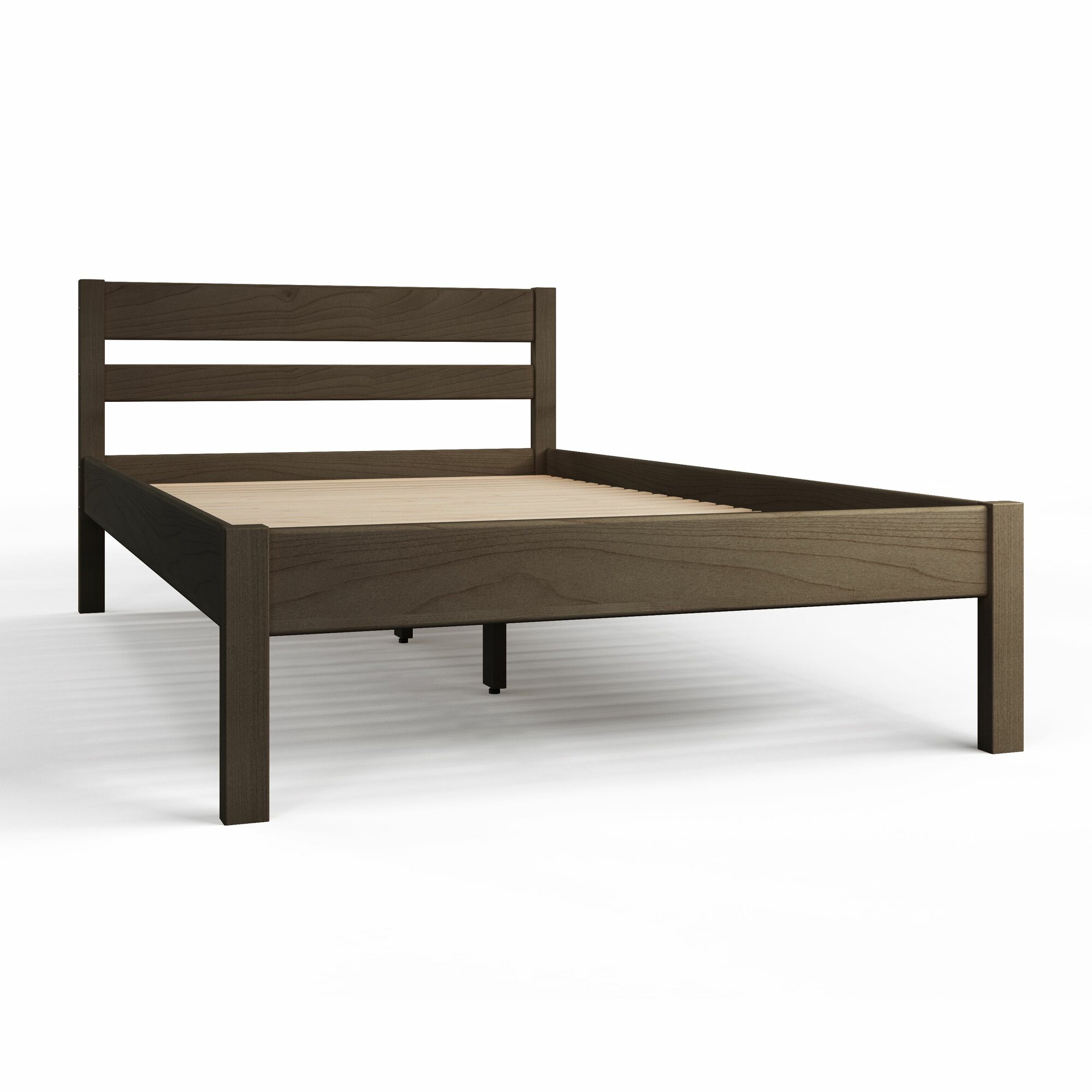 Кровать двуспальная, 200х190 см, Hansales, деревянная, из массива березы, цвет венге