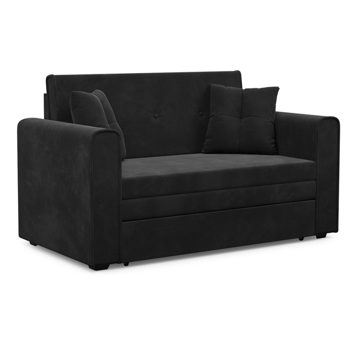 Диван Сток Диванов Венди, черный велюр, механизм выкатной, с ящиком для хранения