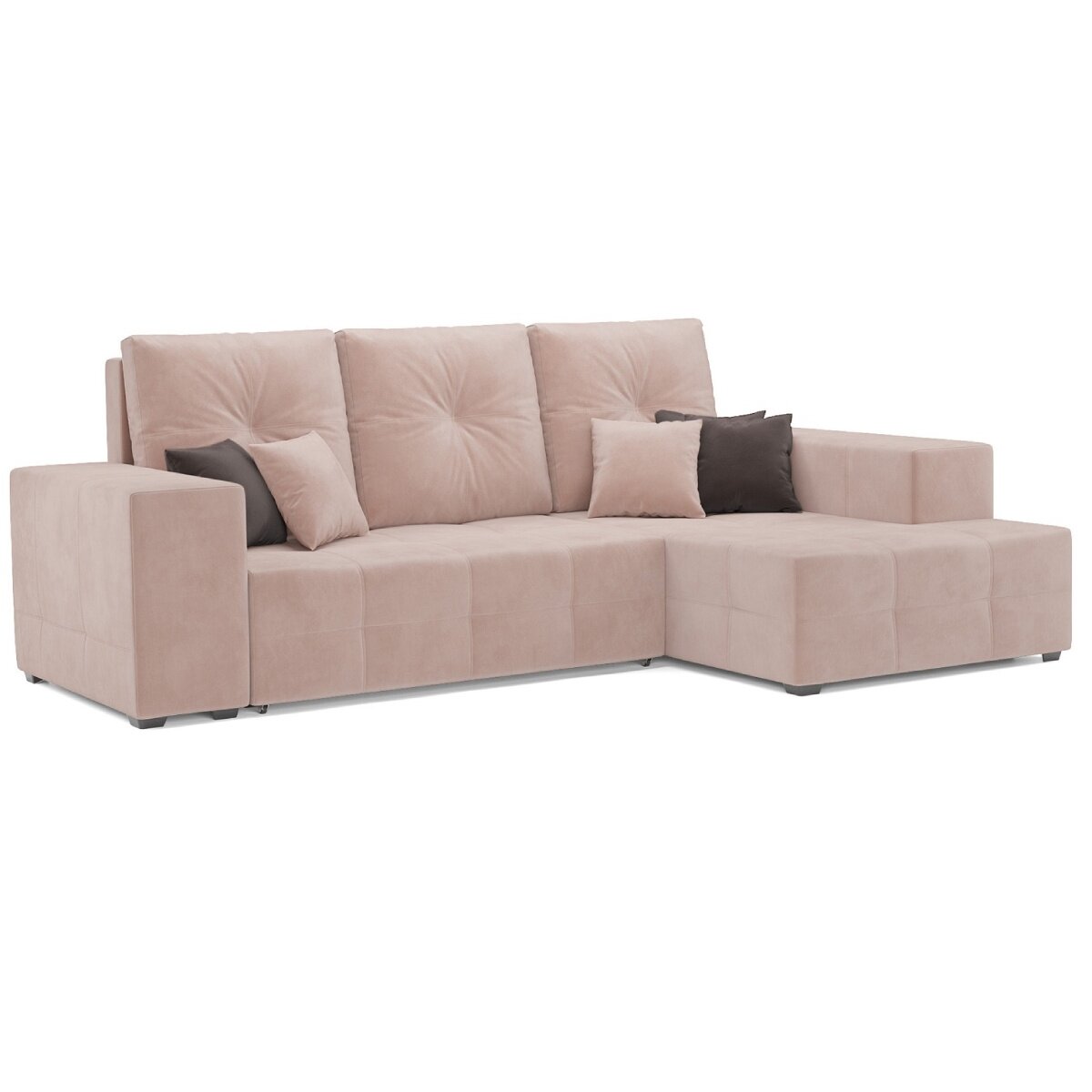 Угловой диван Сток Диванов Авиньон, бежевый вельвет, механизм еврокнижка