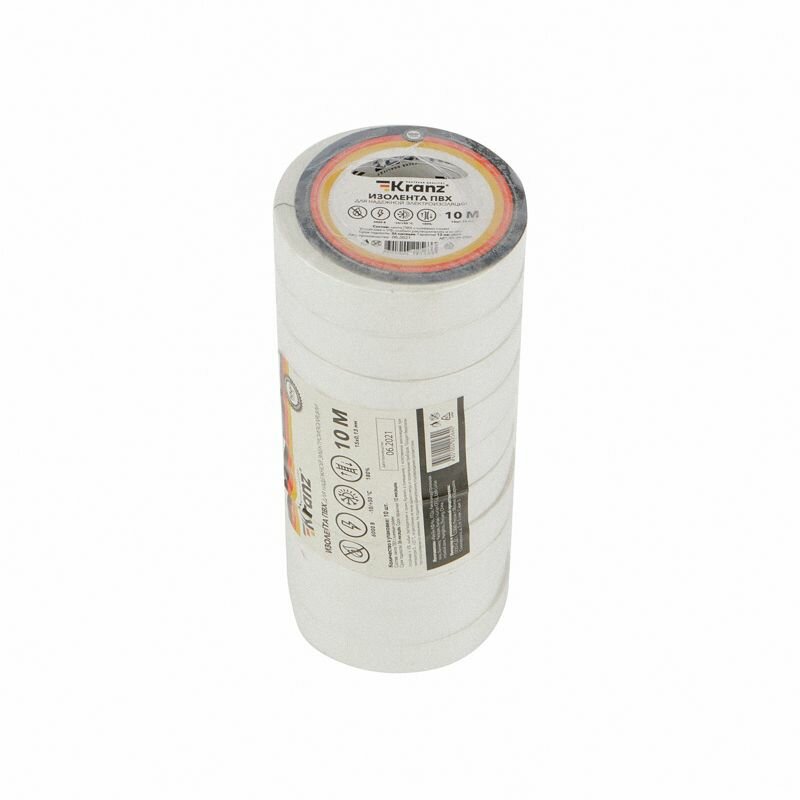 Изолента высоковольтная ПВХ 10 м белая для ремонта, липкая лента пленка изоляция автомобильной электро проводки супер набор инструмента электрика