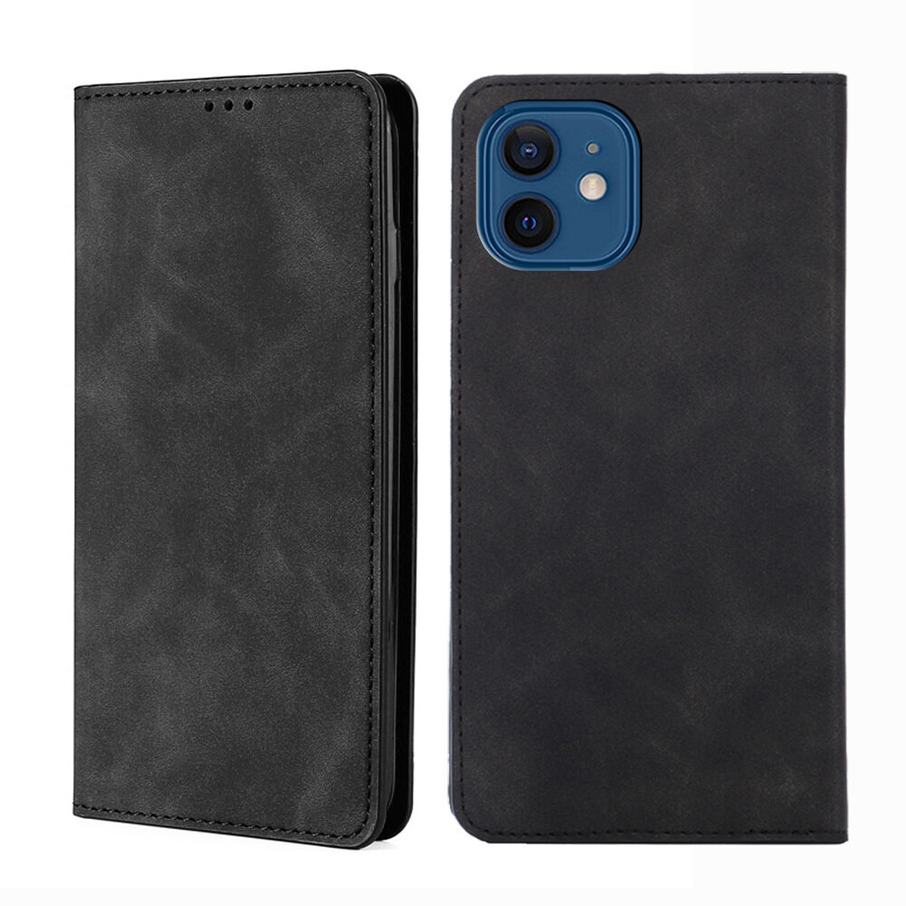 Чехол-книжка MyPads для Apple iPhone 12 / 12 Pro / Айфон 12 Про мягкое прикосновение (черный)