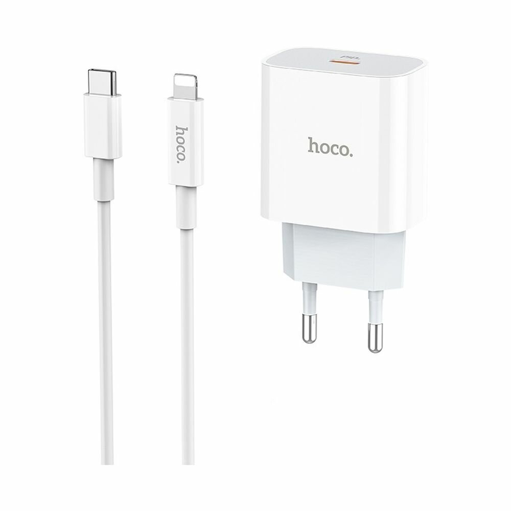 СЗУ HOCO C76A Plus Speed source 1xUSB-C, 3А, PD20W, QC3.0 + USB-C кабель Lightning 8-pin, 1м (белый)