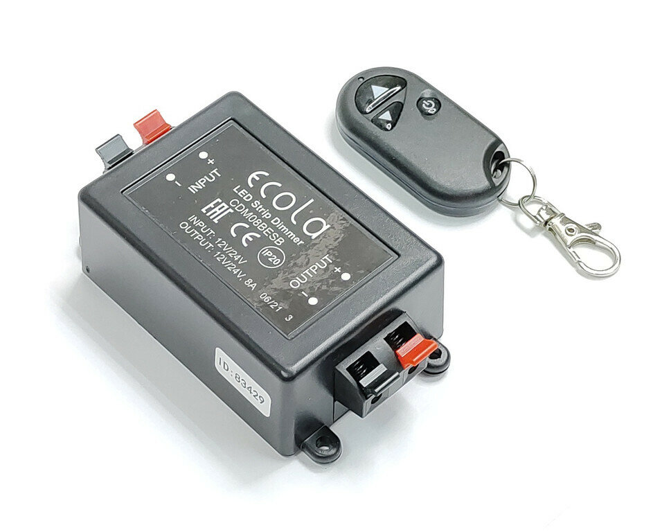 Диммер с радиопультом Ecola CDM08BESB для одноцветной светодиодной ленты, 12-24V, 8A