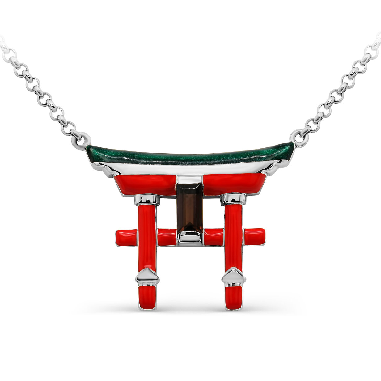 Колье, серебро, 925 проба, родирование, раухтопаз