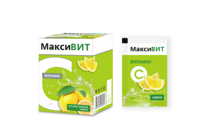 Аскорбиновая кислота Витамин С Максивит пор со вкусом лимона 16 г x10