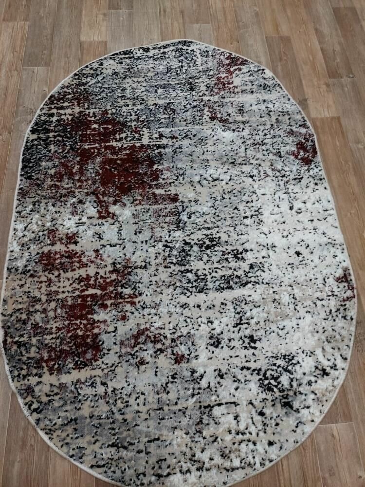 Ковер Модерн КРС Престиж Sencer BTS 4001A Овал, цвет Черный; Бежевый, из нитей Хет-Сет, основа джут, размер 2 м на 3 м, вес 7,8 кг