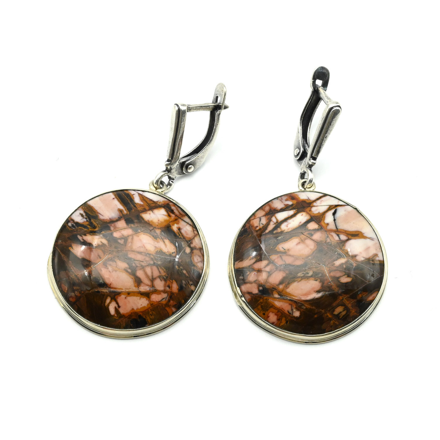 Серьги с подвесками, яшма