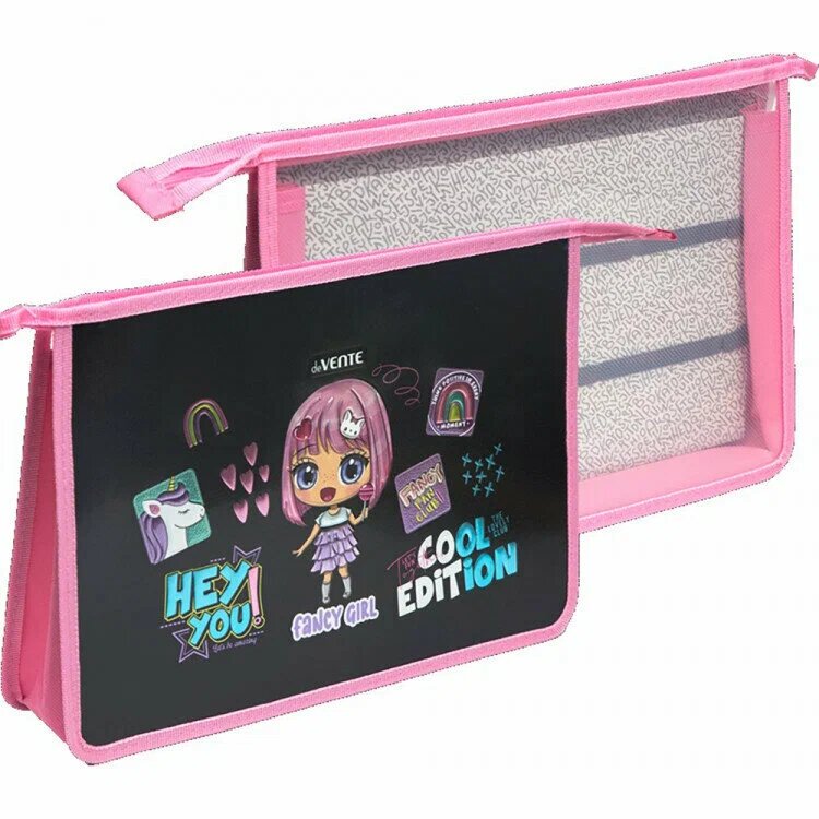 Папка школьная для труда А4 на молнии 1 отделение (deVENTE) Fancy Girl арт.8057406