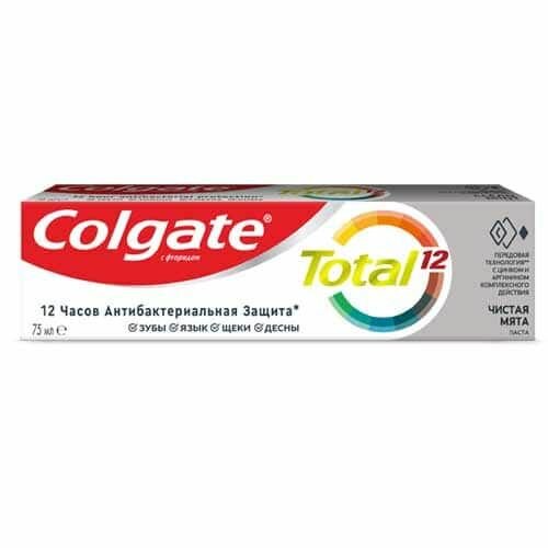 COLGATE зубная паста TOTAL 12, чистая мята, 75 мл