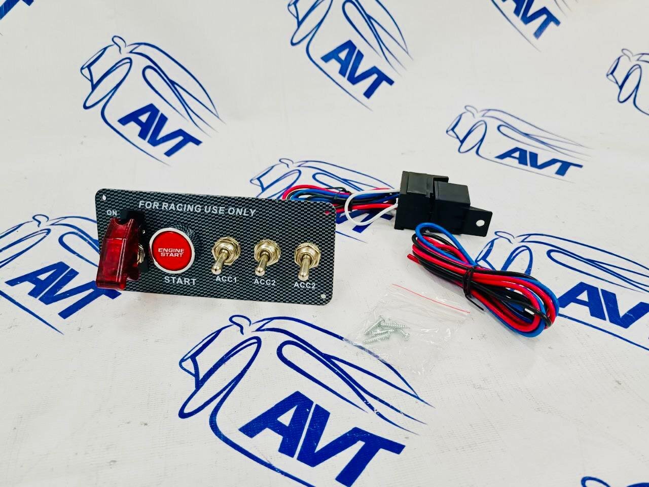 Панель зажигания универсальная (кнопка "Старт" + тумблер + 3 доп. тумблер)