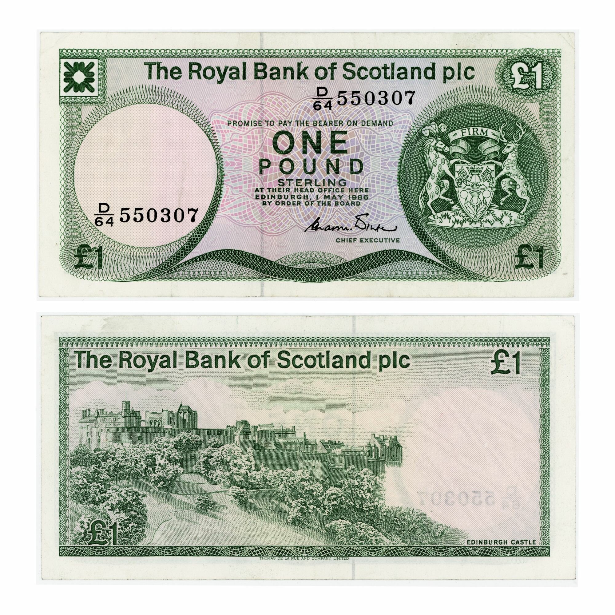 Банкнота Шотландия 1 фунт ONE POUND 1986 год Very Fine (VF) Pick 341