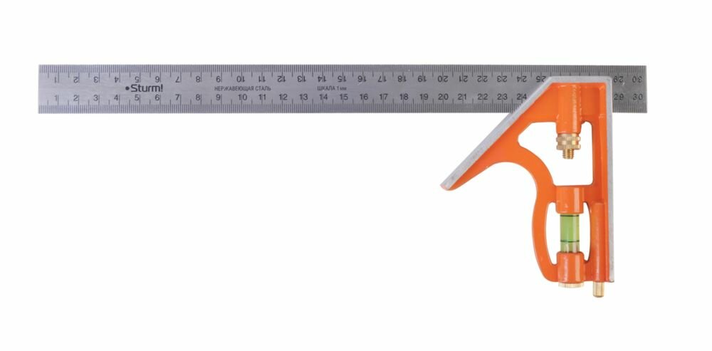 Угольник STURM 2020-10-300 многофункциональный, 300мм, уровень, чертилка
