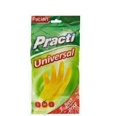 Перчатки резиновые PACLAN Practi латекс хлопковое напыление в ассорт р-р M 48595
