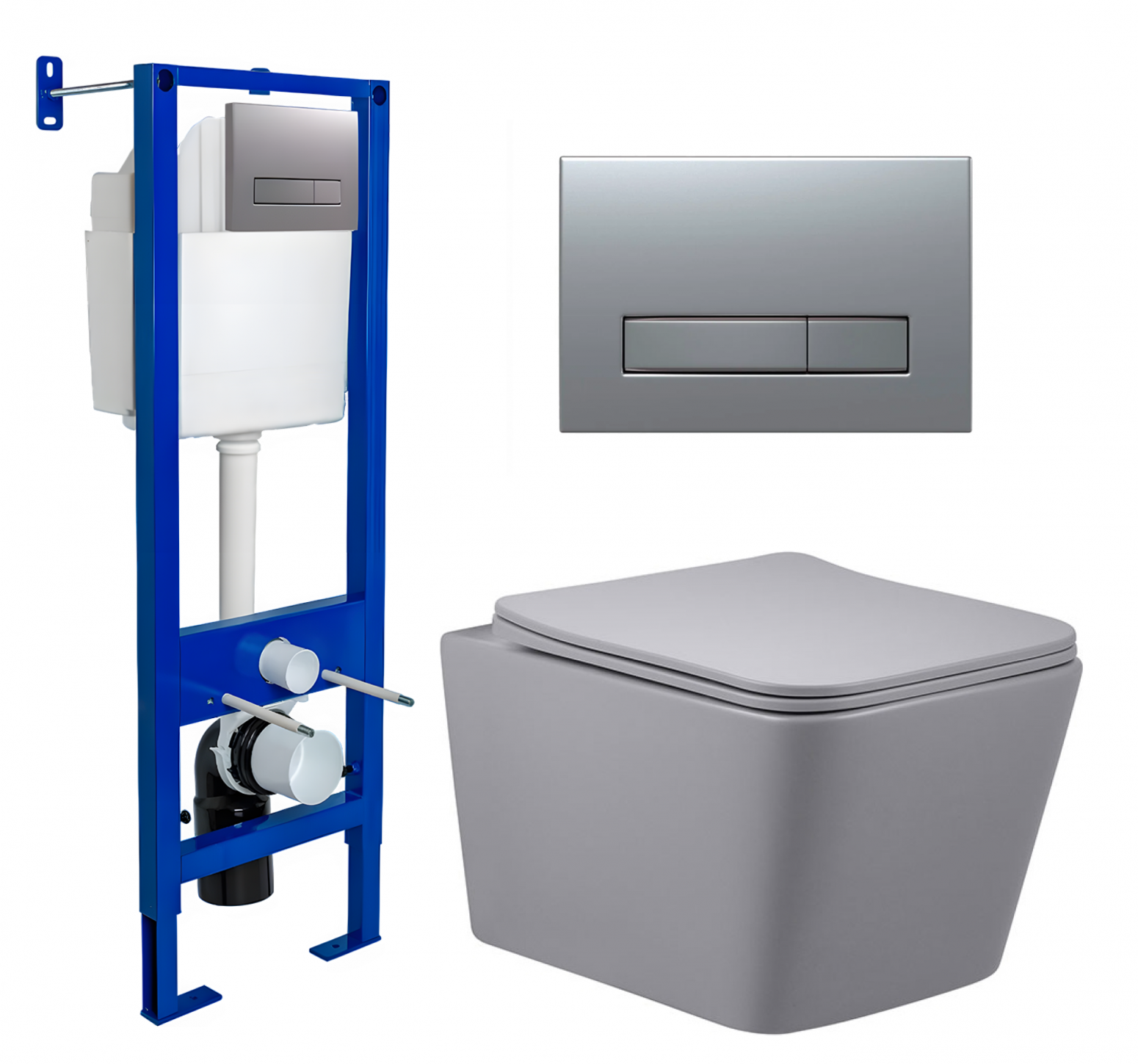 Комплект 3 в 1 инсталляция Berges Atom Line 410 + Унитаз подвесной Vincea Q-Line VT1-12MG + кнопка хром матовая