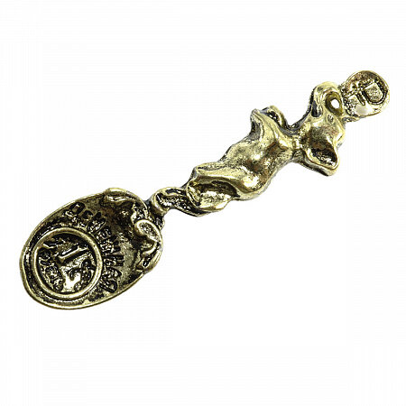 Талисман денежный для кошелька ложка загребушка со слоником (металл, высота 38 мм.), 1 шт.