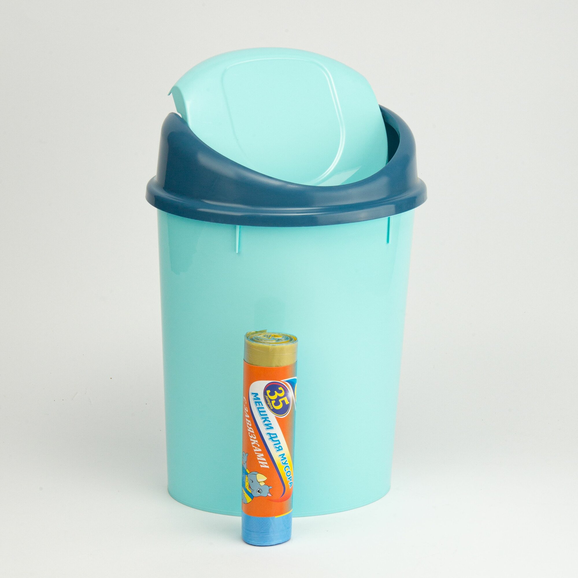 Контейнер для мусора 8 л и мешки для мусора с завязками 35л - 15 шт