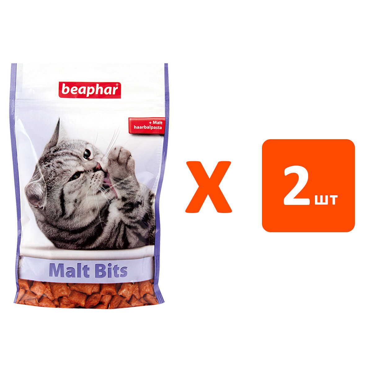 Лакомство BEAPHAR MALT-BITS для кошек подушечки для вывода шерсти (35 гр х 2 шт)