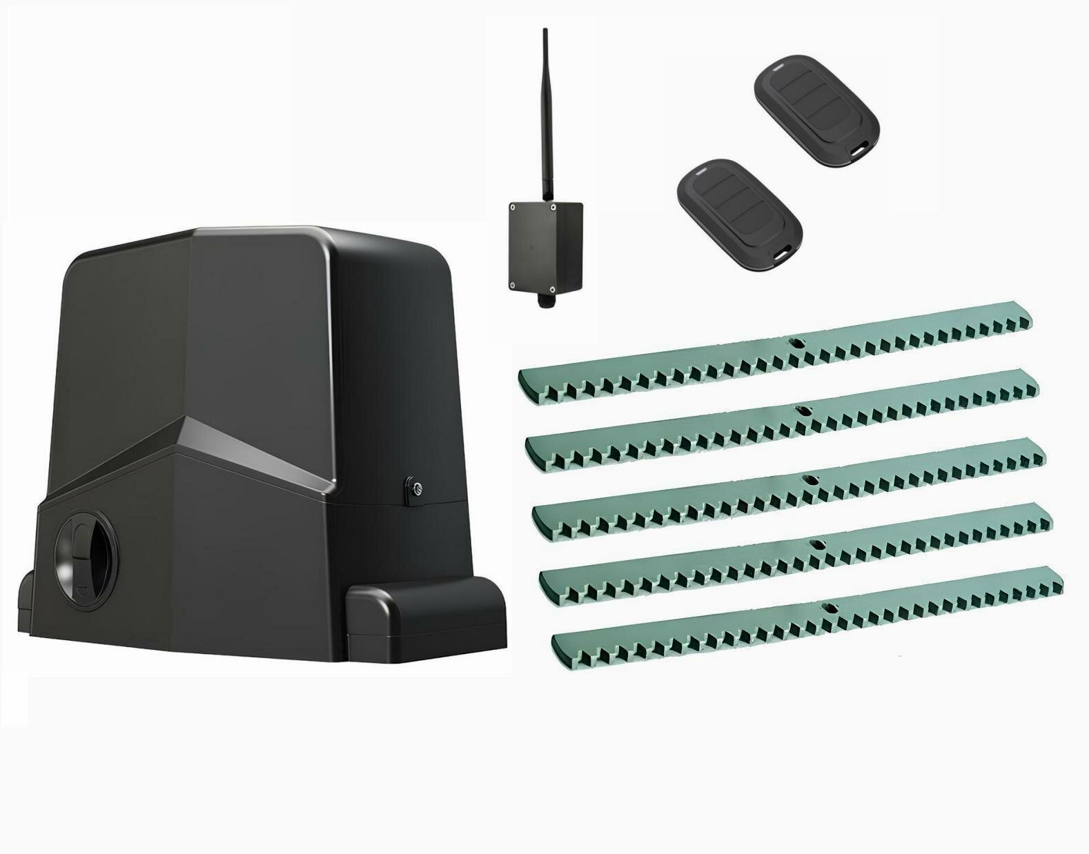 Автоматика для откатных ворот ARW-1000MKIT KR5-BT, комплект: привод, 2 пульта, 5 реек, Bluetooth-модуль