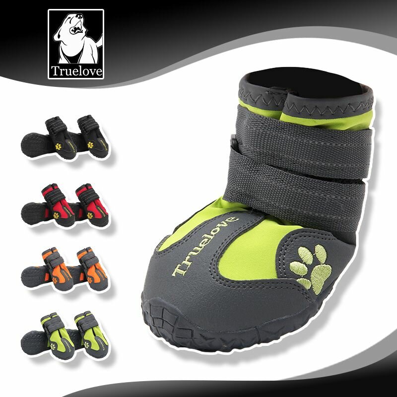 Обувь для собак Truelove 4шт дышащие ботинки для собак с противоскользящей подошвой и светоотражающими ремешками для всех пород