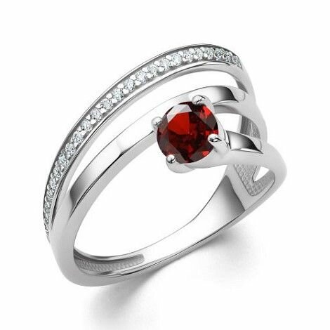Кольцо, серебро, 925 проба, гранат