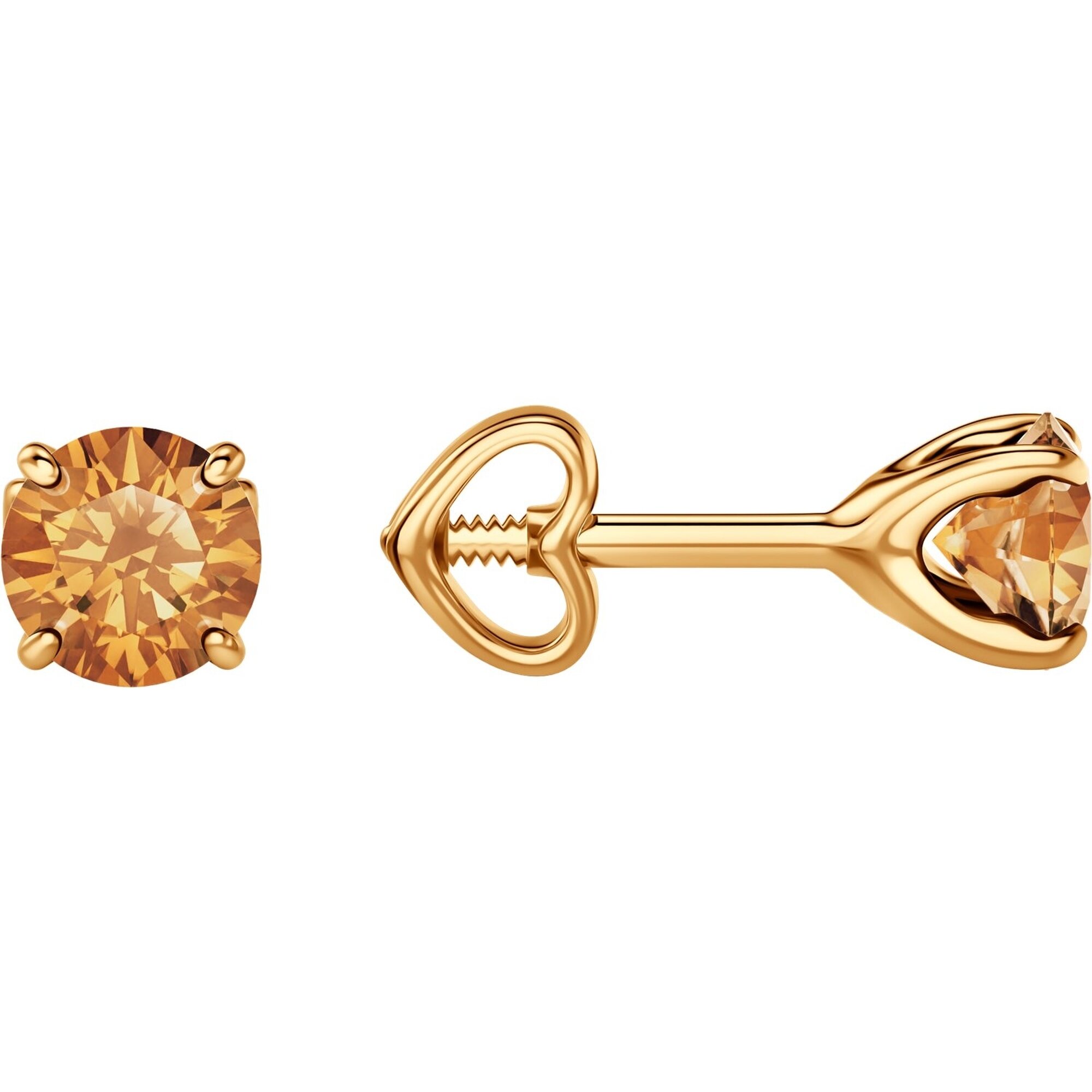 Серьги пусеты, красное золото, 585 проба, топаз