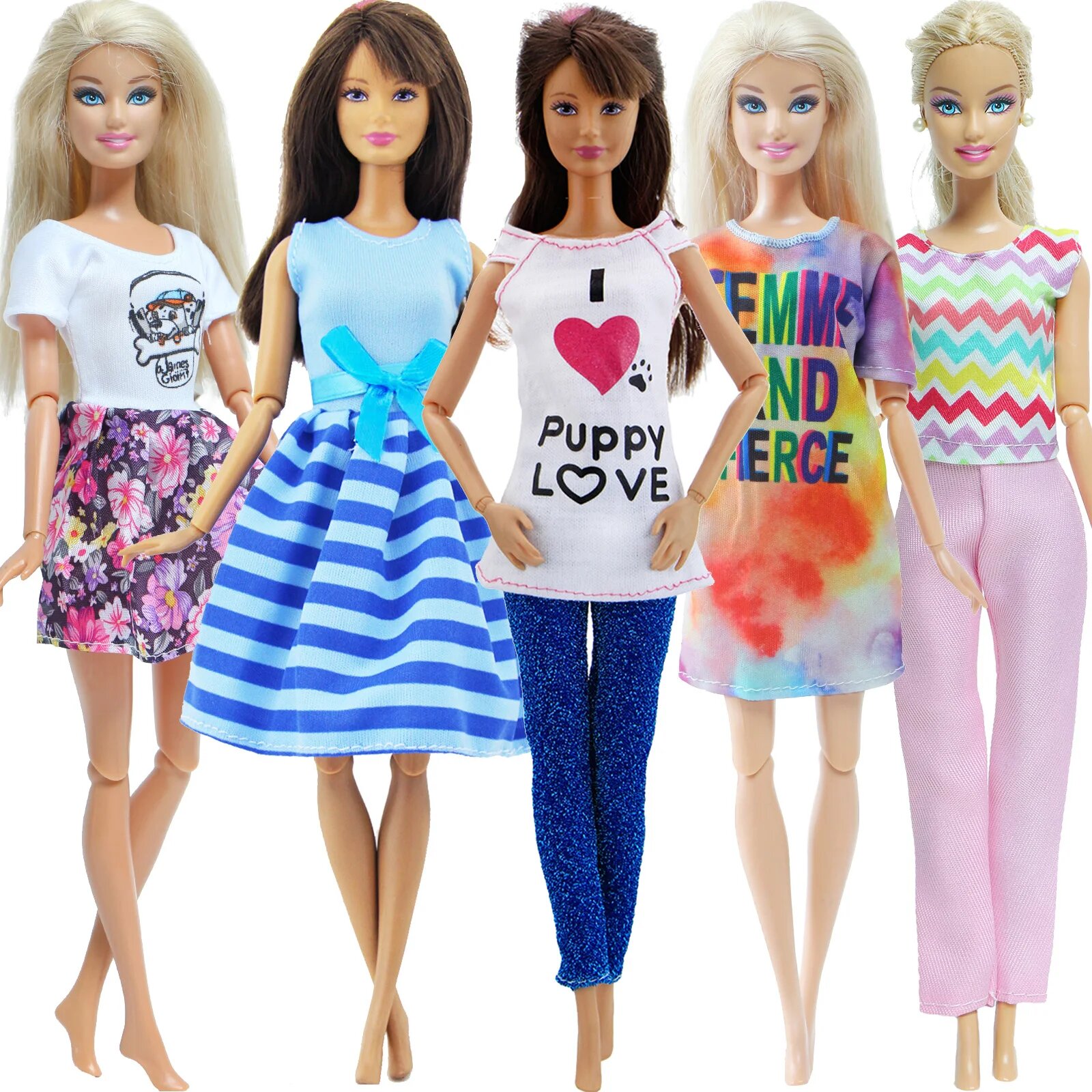 BJDBUS Набор одежды для кукол 1/6 (30 см), 5 шт, разноцветный Style A