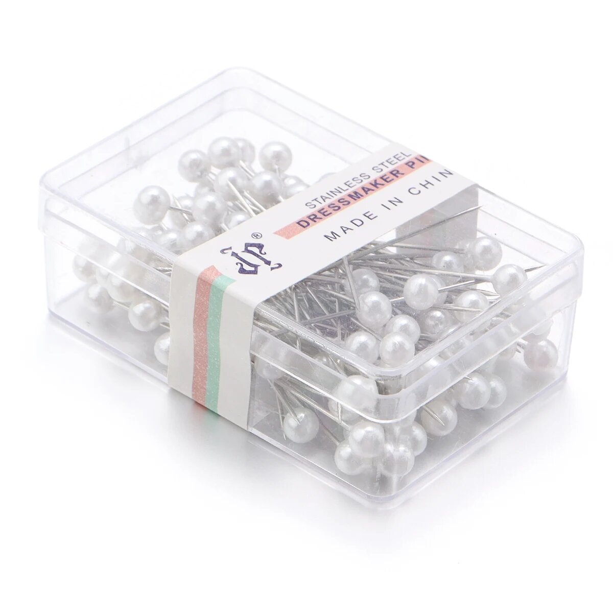 Прямые швейные булавки с жемчужной головкой 100 шт. Белый, Pearl white