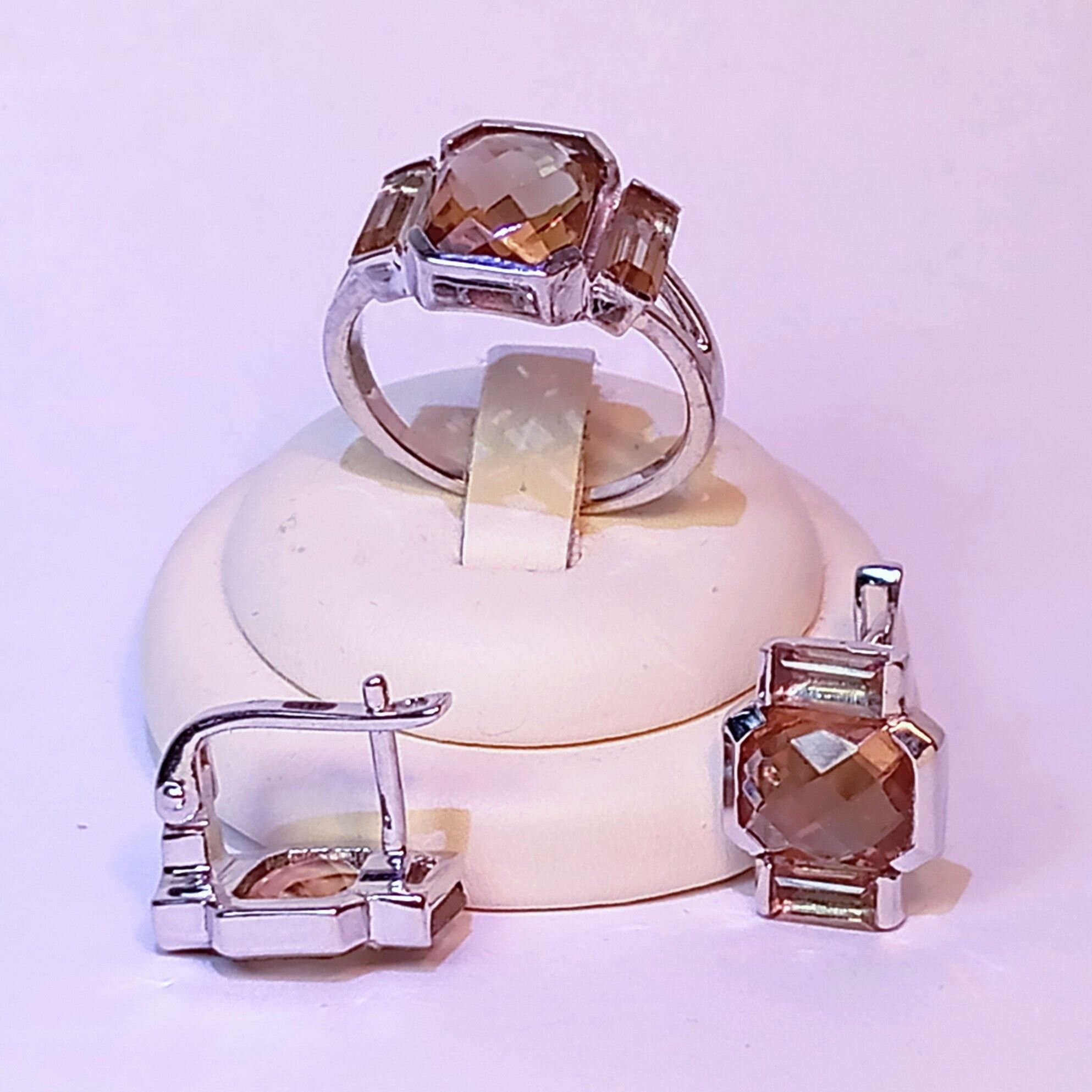 Ювелирный комплект, серебро, 925 проба, родирование