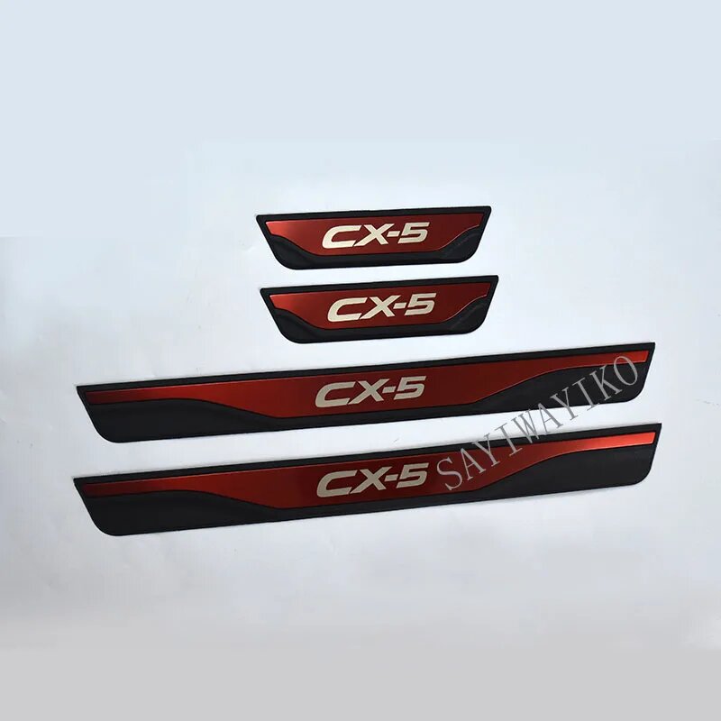 Подходит для Mazda CX-5 Cx5 2013 2015 2017 2018-2022, накладка на порог, педаль приветствия, автомобильный Стайлинг из нержавеющей стали, автомобильные аксессуары RED 4PCS