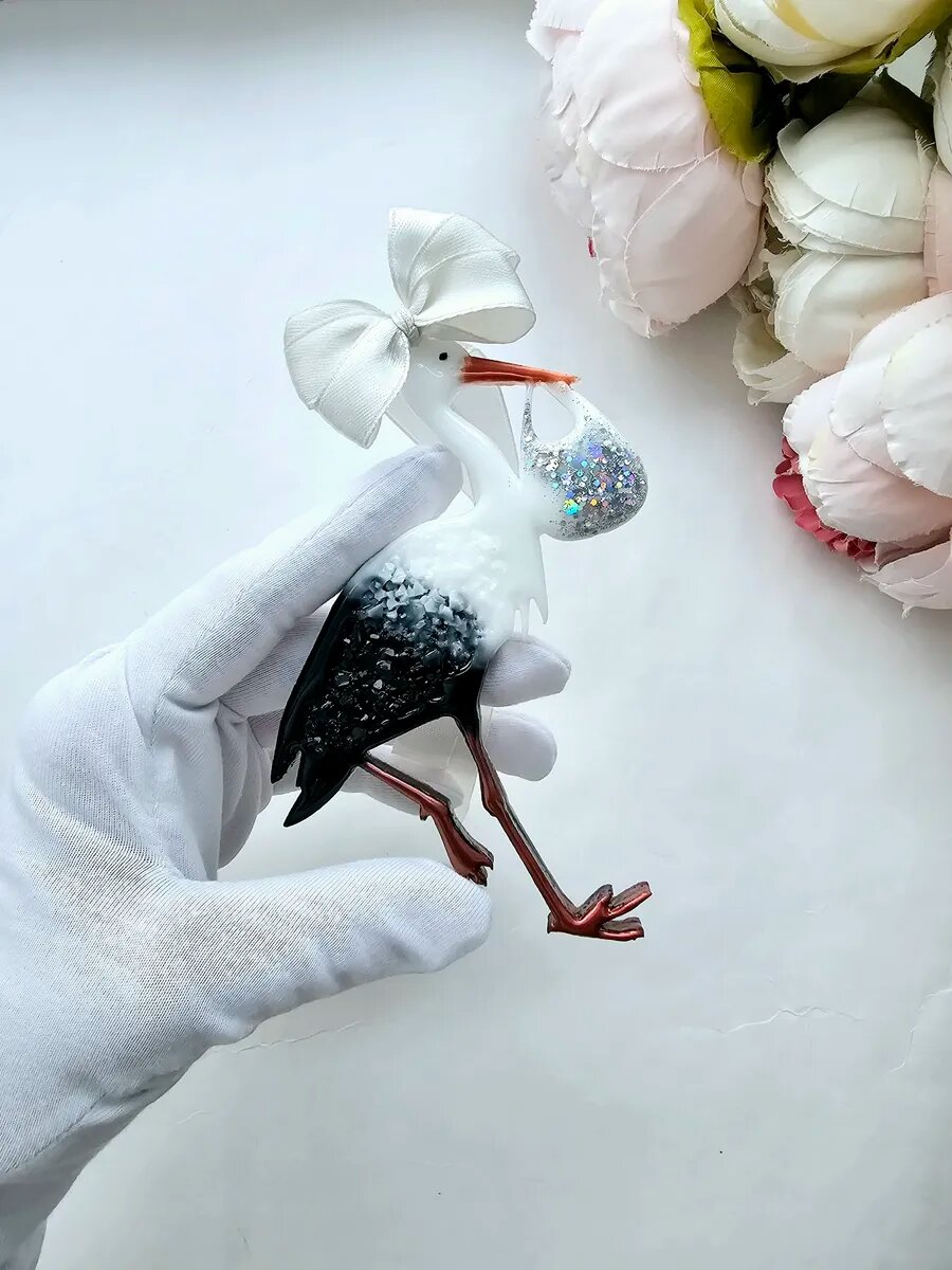 Подвеска Аист "Сообщение о беременности", открытка, оригинальный подарок