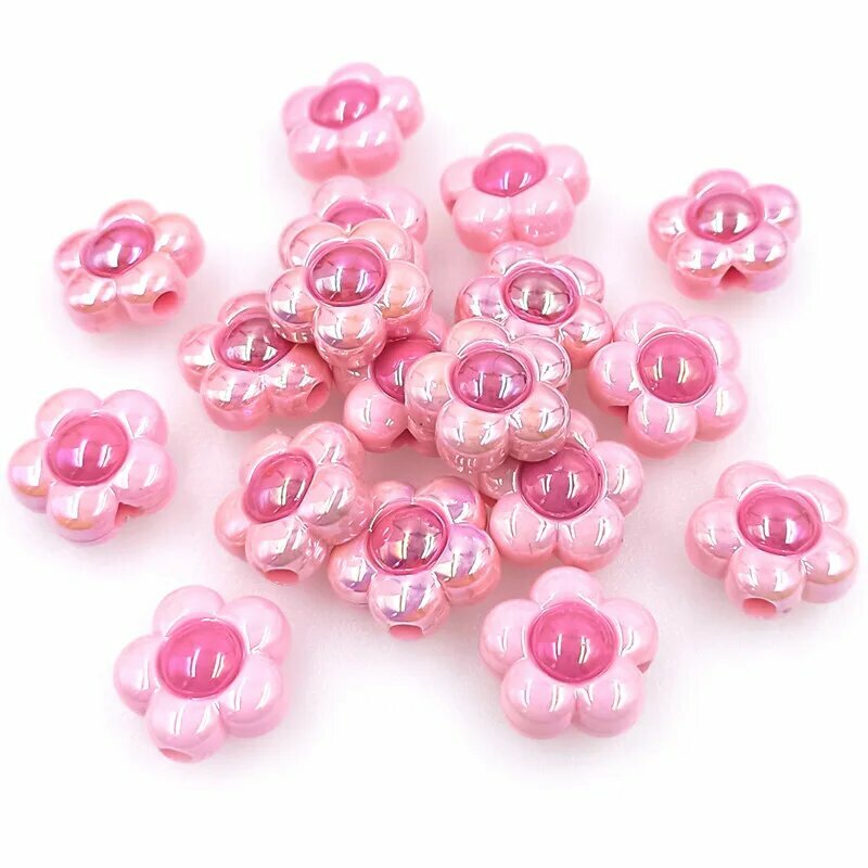 10 шт. 16 мм акриловые УФ-покрытые ослепительные двухцветные бусины цветочные бусины ювелирные аксессуары DIY браслет ожерелье материал из бисера Розовый, Pink-Rose Red