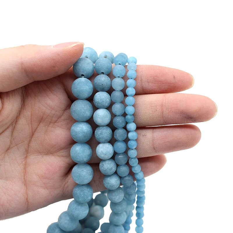 Бусины из аквамарина халцедона Youth Cadence 4/6/8/10/12 мм 8mm approx 46beads