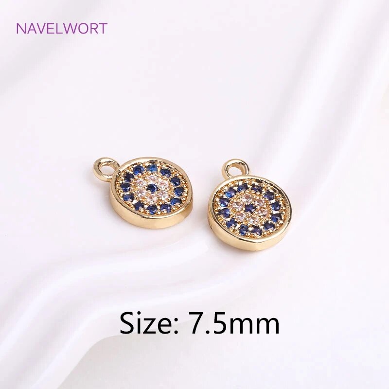Позолоченные подвески с турецким глазом NAVELWORT 2 pieces, 14K gold plated blue