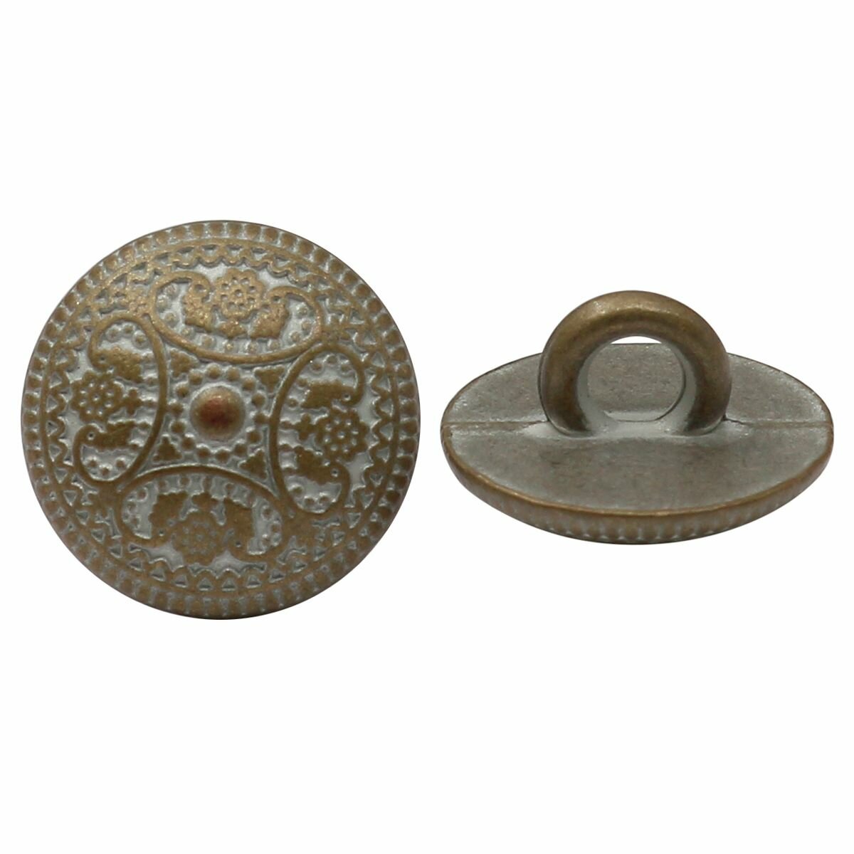 63472 Пуговица 'Узор' 18L (11мм) на ножке, металл, серебрёная латунь. 10шт/упак