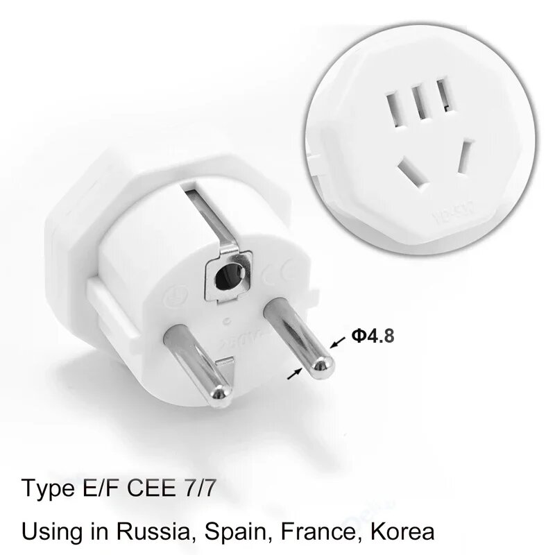 Адаптер Type E/F CEE 7/7, белый