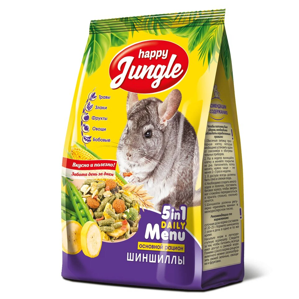 Корм Happy Jungle сбалансированный рацион для шиншилл (400 г)