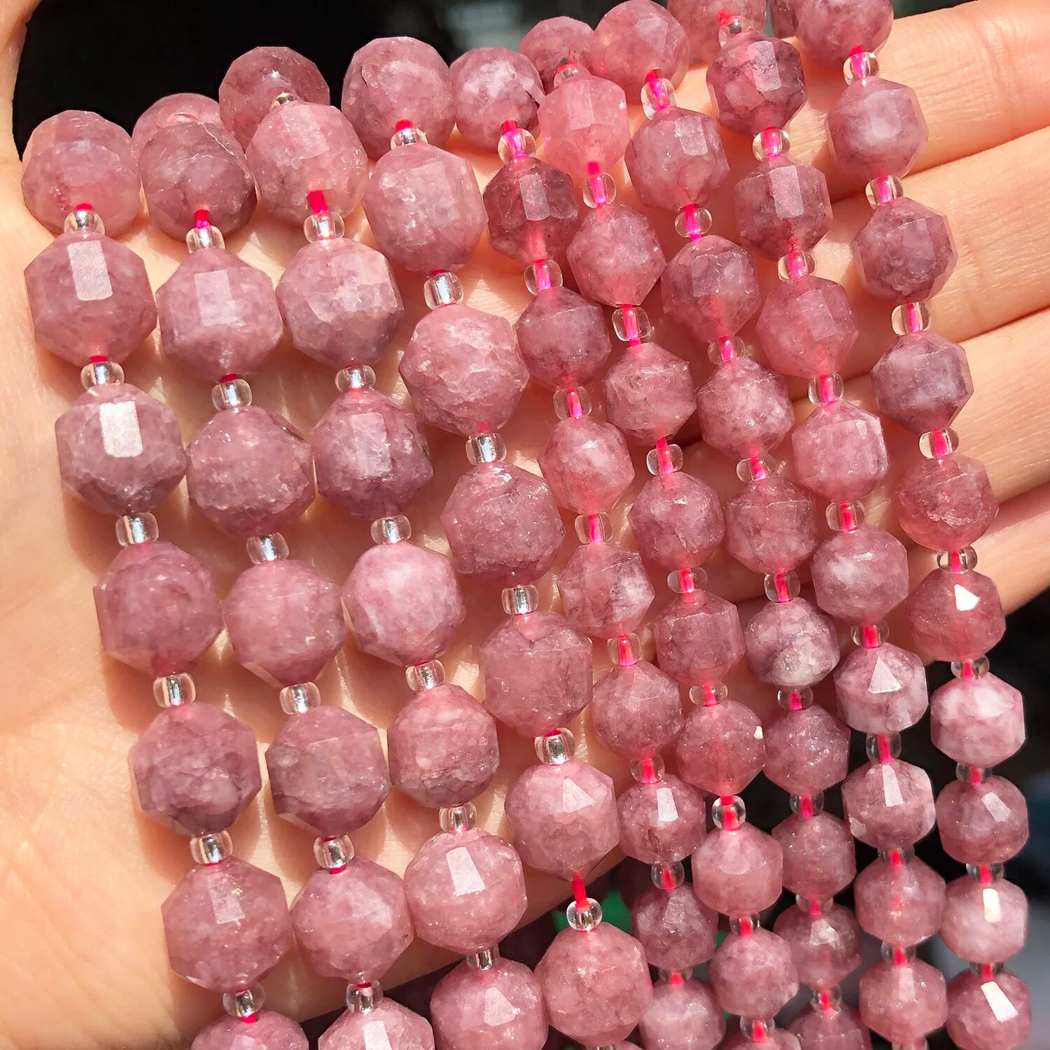 Натуральные бусины из лазурита, малахита, агата, Розовый, 8mm (approx 37pcs), Strawberry Quartz