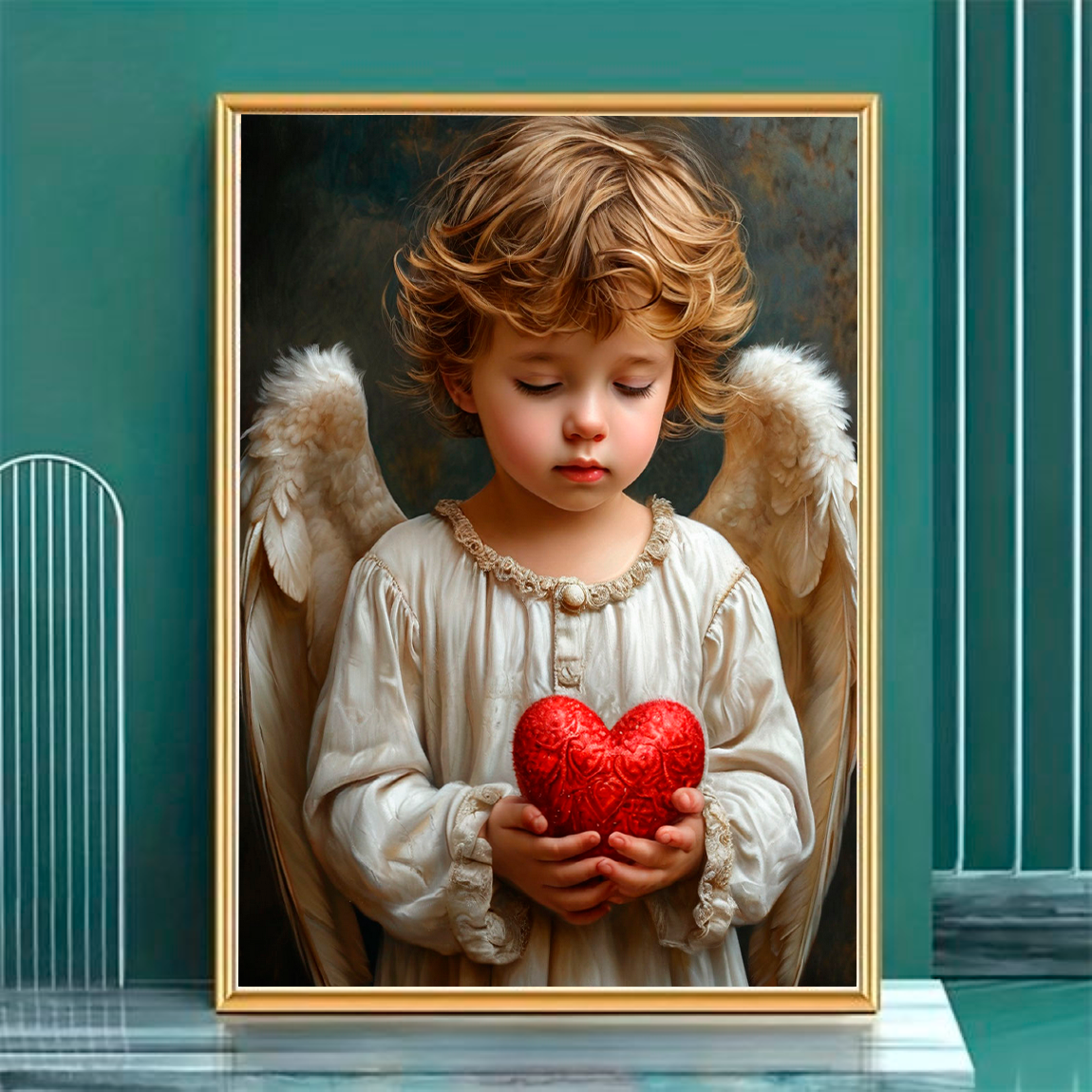 Картина на стену для интерьера "Влюбленный ангел" 40х50 см, холст на подрамнике, InterToys