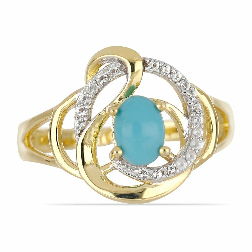 Кольцо, серебро, 925 проба, бирюза, топаз