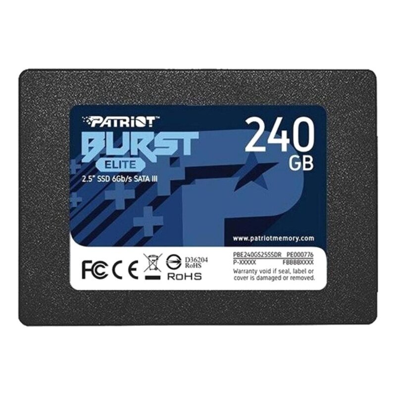 Накопитель SSD Patriot Memory модель BURST ELITE 2.5, объем памяти 240 GB SATА (PBE240GS25SSDR)
