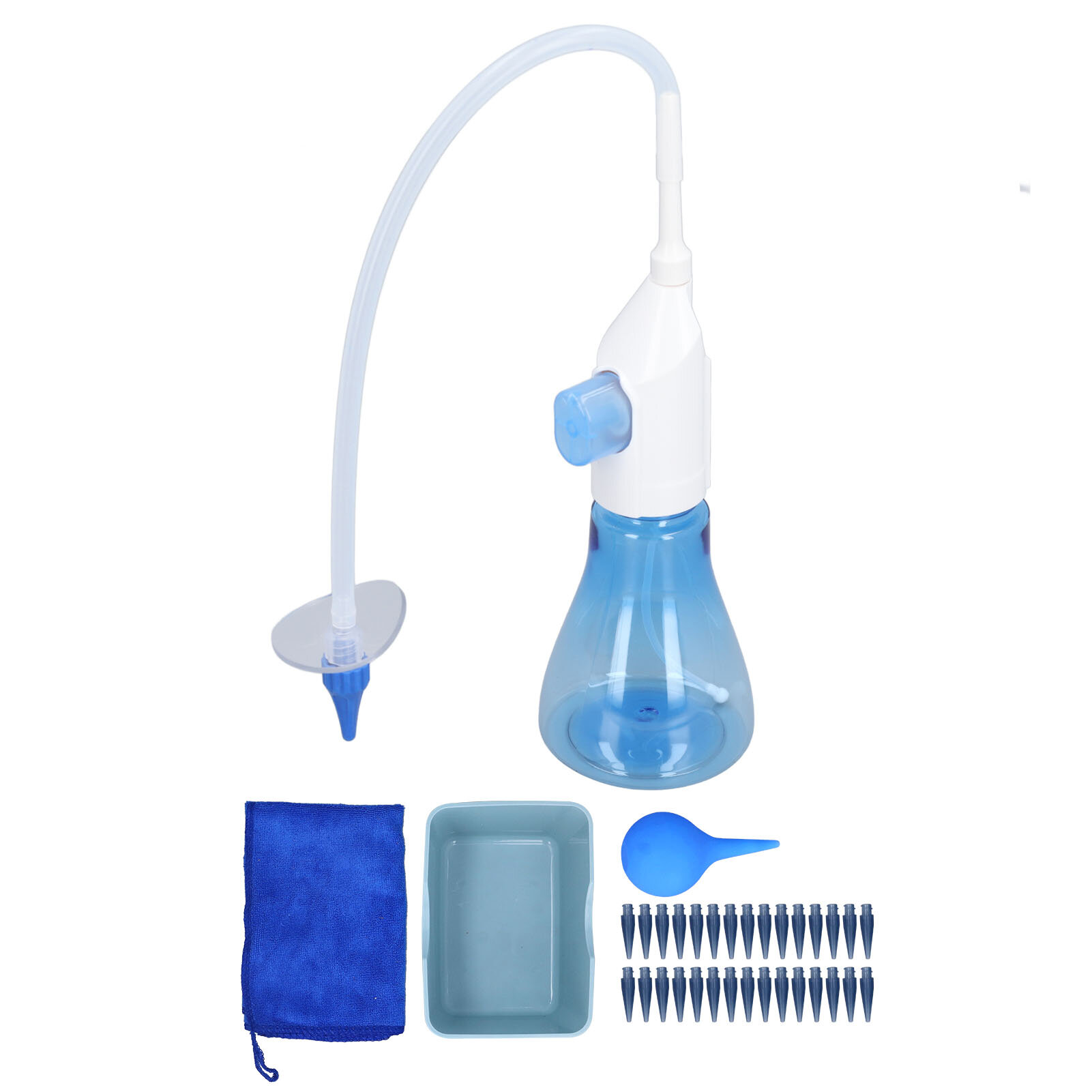 Набор для промывания ушей W10, средство для удаления серы, щадящий набор для промывания ушей с 30 насадками, небесно-голубой цвет.