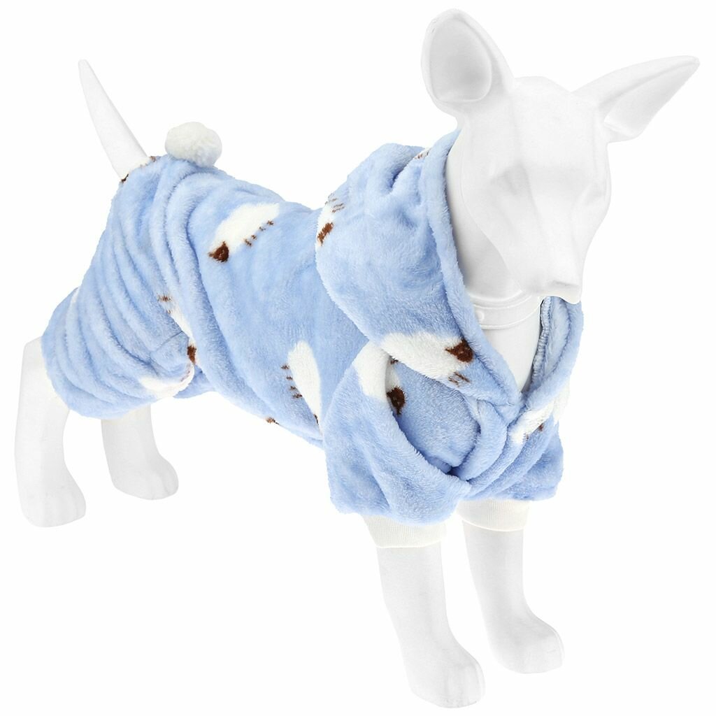 Комбинезон для собаки Pet Toys "Овечка", капюшон, с хвостиком, L, длина 30 см, обхват груди 40 см, шеи 32 см, голубой