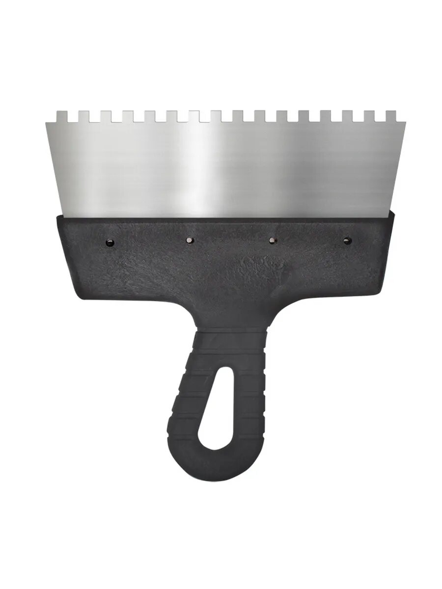 Шпатель фасадный Biber 35213, зубчатый, нержавеющая сталь, пластиковая ручка, зуб 6х6 мм, 200 мм