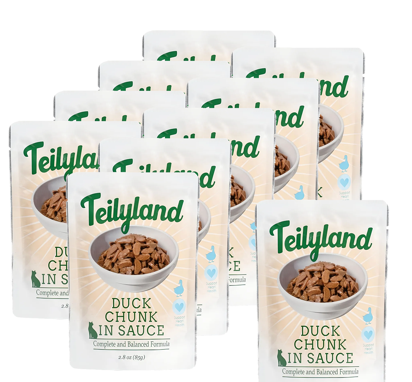 Влажный корм Teilyland Pettric для кошек полнорационный с уткой в соусе, 85 г x 10 шт.