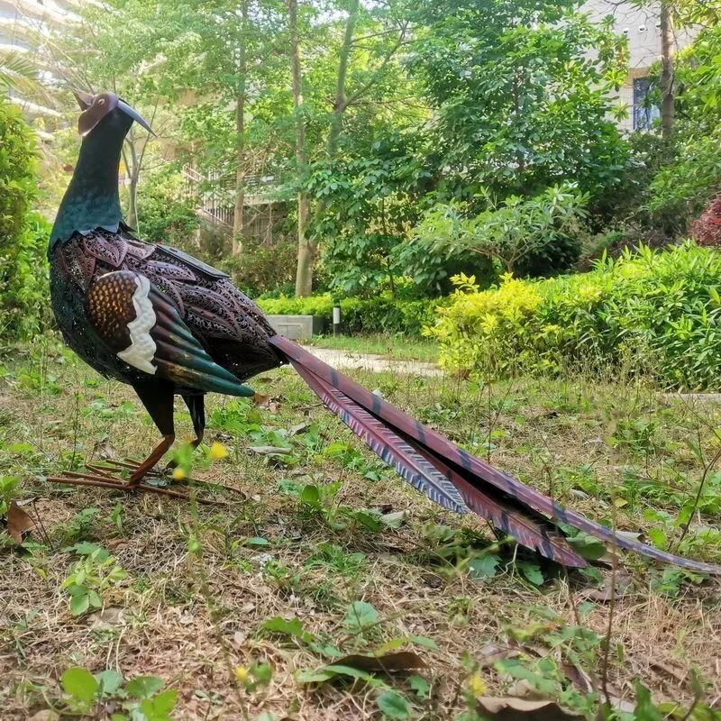 Украшение сада, статуэтка, животное из кованого железа "фазан", 70x18x40cm