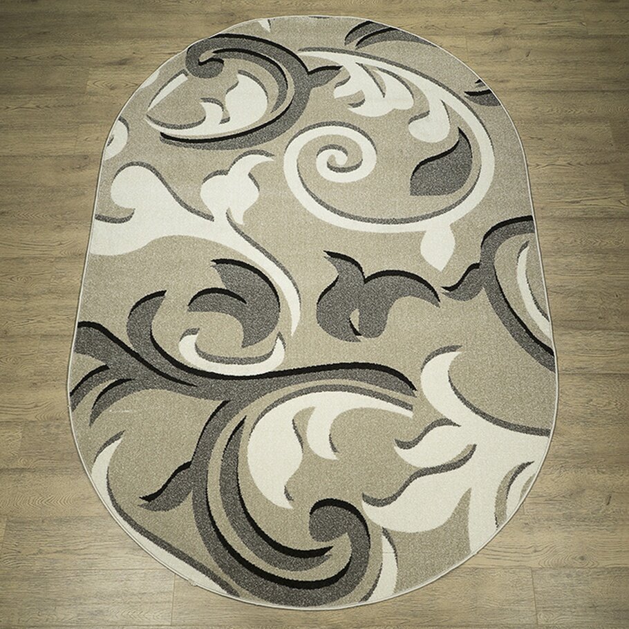 Ковер, Овал, Бежевый, Серый, Белый, Классический, Винтажный, на пол, в гостиную, спальню, в ассортименте (150 см. на 400 см.)